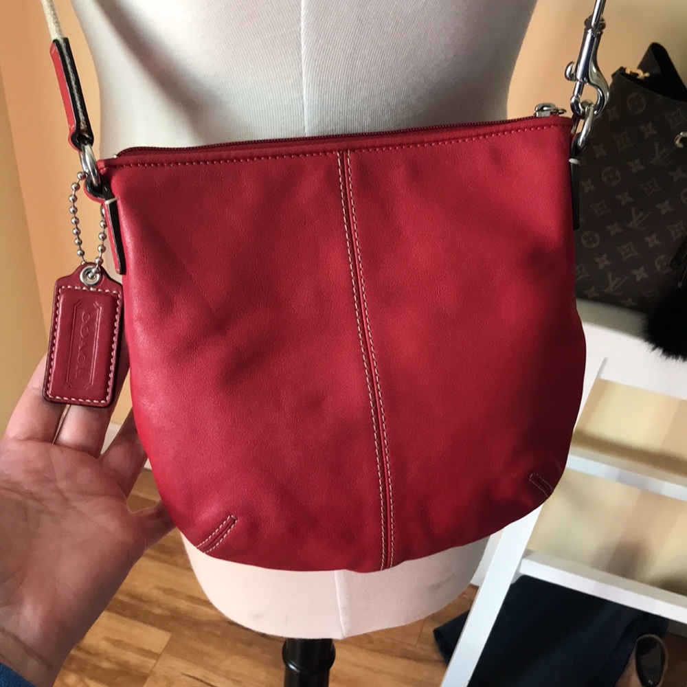 Coach Red Leather Crossbody With Coin Purse Set - Gem